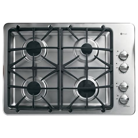 Shop GE Profile 4 Burner Gas Cooktop Stainless Steel Common 30 In
