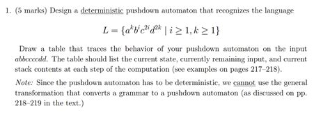 Solved 5 ﻿marks ﻿design A Deterministic Pushdown Automaton