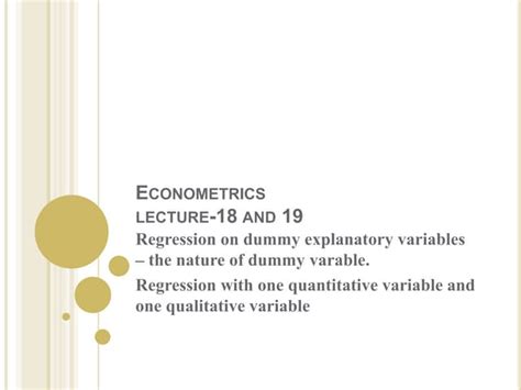 Econometrics Lecture 18 And 19 Ppt
