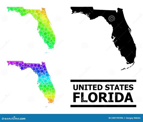 Rainbow Gradient Stars Mosaic Map Of Florida State Collage Stock Vector