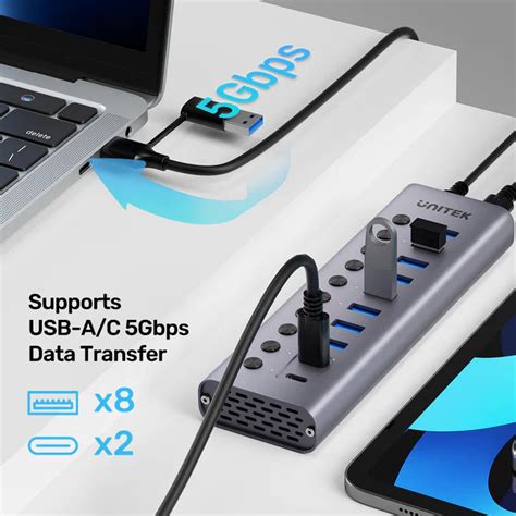 Unitek 10 In 1 Usb Hub With Individual Switches Usb 30 Qatar Techbay