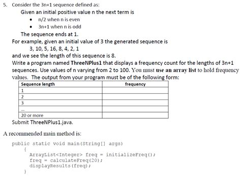 Solved 5 Consider The 3n1 Sequence Defined As Given An