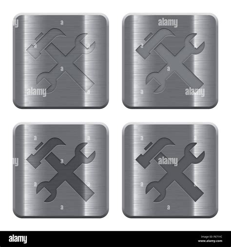 Set Of Tools Buttons Vector In Brushed Metal Style Arranged Layer Color And Graphic Style