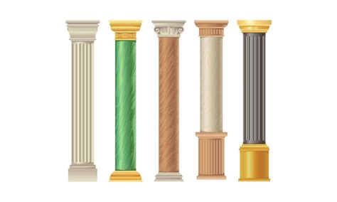Premium Vector Five Types Of Columns Colorful Vector Illustration Set