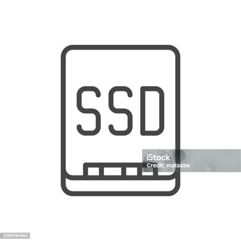 Ssd 선형 아이콘 솔리드 스테이트 메모리 스토리지 편집 가능한 획이 있는 선 가득 찬에 대한 스톡 벡터 아트 및 기타 이미지