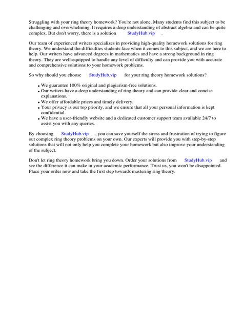 Ring Theory Homework Solutions Pdf Ring Mathematics Module Mathematics