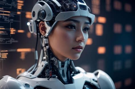 3d 렌더링 인공지능 Ai 로 및 사이보그 개발 연구 프리미엄 사진