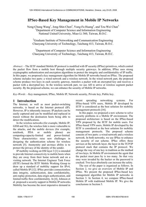 Pdf An Ipsec Based Key Management Algorithm For Mobile Ip Networks