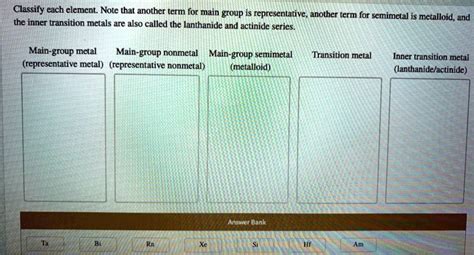 solved classify each element note that another term for main group is