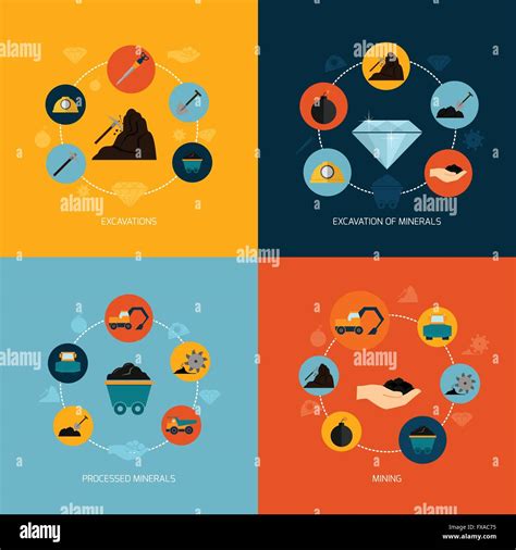 Mining Icons Flat Composition Stock Vector Image And Art Alamy