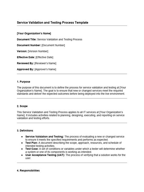 service validation and testing process template pdf software