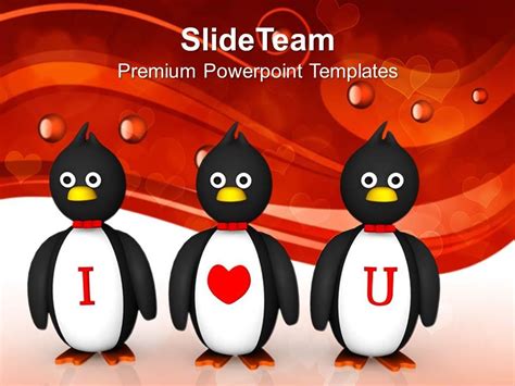 Penguins Love Message Celebration Powerpoint Templates Ppt Themes And