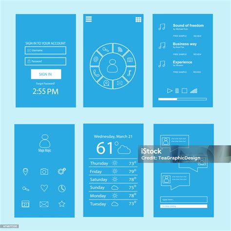 Vektor Desain Antarmuka Pengguna Ui Ux Ilustrasi Stok Unduh Gambar