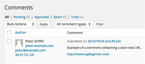 how to disable auto linking of urls in wordpress comments
