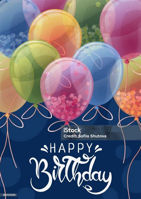 생일 인사말 카드 템플릿입니다 현수막 화려한 풍선과 전단지 생일 축하합니다 휴일 기념일 파티를 위한 초대장 디자인 공휴일에 대한 스톡 벡터 아트 및 기타 이미지 Istock
