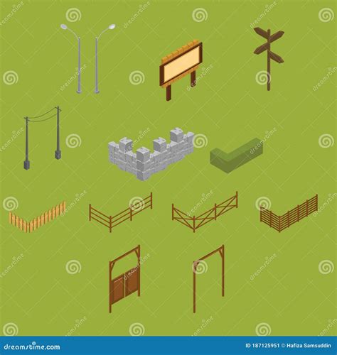 Isometric Boundaries And Poles Vector Illustration Decorative Design