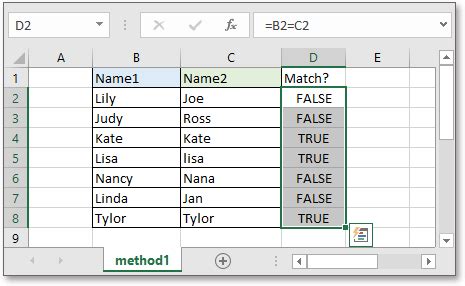 Excel Column Comparison Find Matches Differences