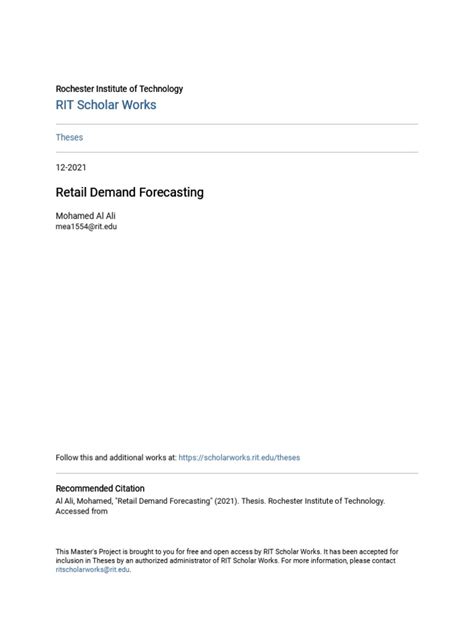 Retail Demand Forecasting Pdf Autoregressive Integrated Moving Average Forecasting