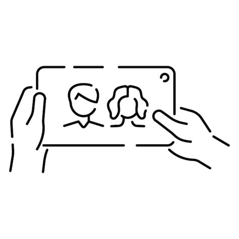 Premium Vector Selfie Vector Line Icon Take A Selfie Photo Cell Phone