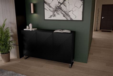 Beautysofa Kommode Kler 150 Cm Weiß Schwarz Dreitürig Sideboard