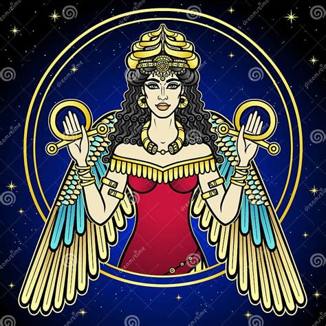 Cartoon Color Drawing Beautiful Woman In A Horned Crown A Character