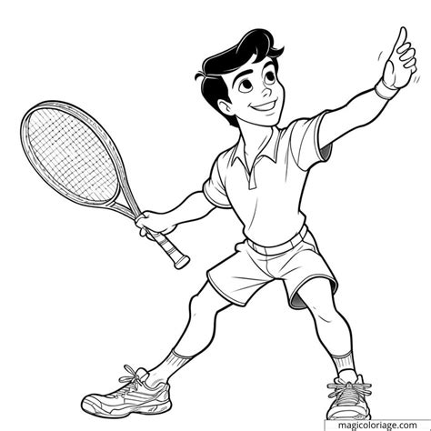 Dibujo Para Colorear Tenista Listo Para Servir