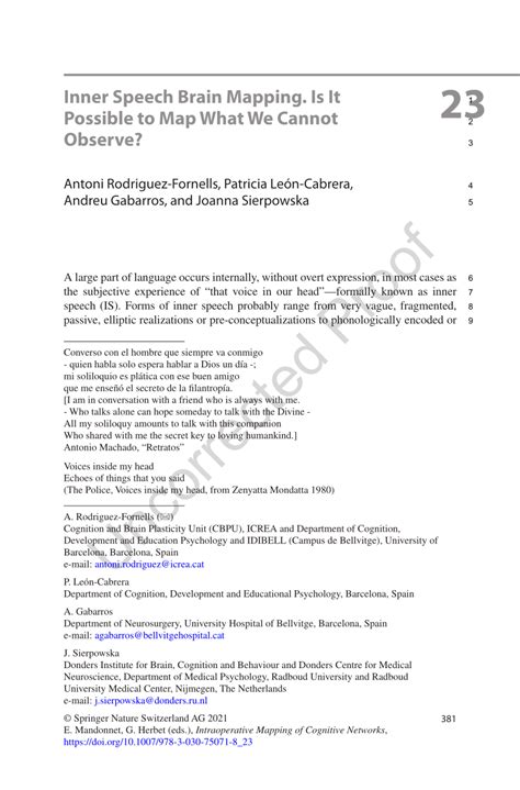 Pdf Inner Speech Brain Mapping Is It Possible To Map What We Cannot