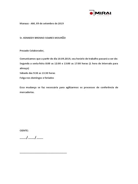 Comunicado Mudança De Horário Pdf