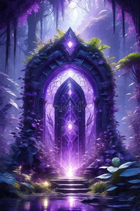 A Magical Purple Portal Vertical Composition Stock Illustration