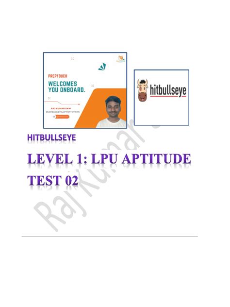 Hitbullseye Level 1 Lpu Aptitude Test 02 Pdf Area Injection Medicine