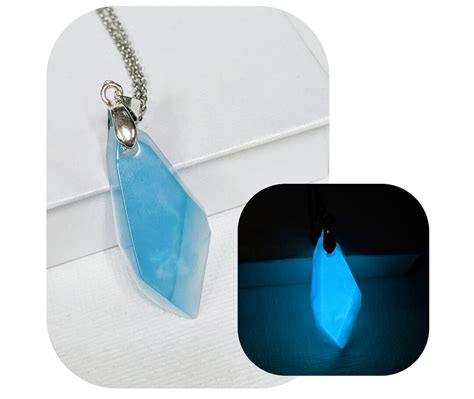 Ffxiv Llymlaen Crystal Necklace Glow In The Dark Lightweight Blue Resin