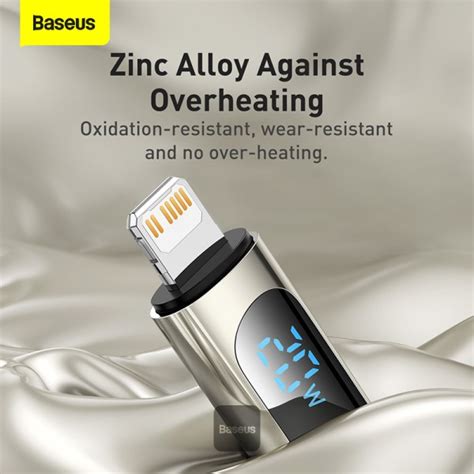 Baseus PD W USB C To Lightning Cable With LED Display Nylon Braided High Speed Charging