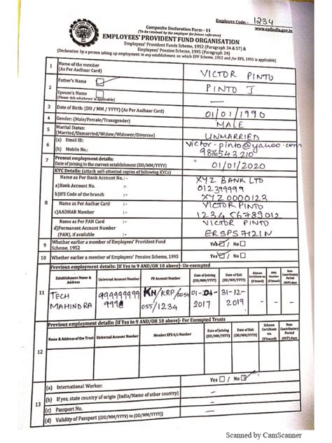 Sample Composite Declaration Form 11 Pdf