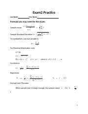 Exam2 Practice 6 Docx Exam2 Practice Last Name First Name Formula