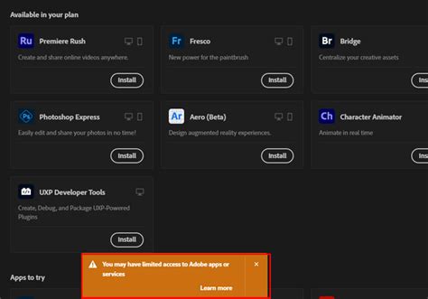 I Cannot Find Adobe Premiere To Install Due To This Message In Creative Cloud R Genp
