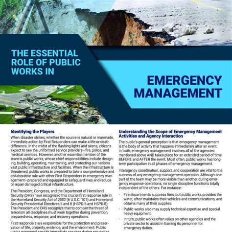 The Essential Role Of Public Works In Emergency Management American