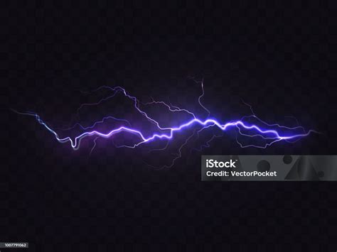 Vector Realistic Lightning Purple Thunderstorm Design Element Stock