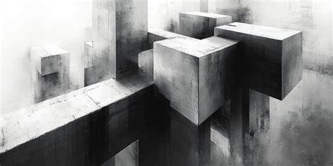 Abstract Composition Of Interlocking Grey Cubes Premium Ai Generated