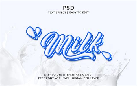 Premium Psd Milk 3d Editable Photoshop Text Effect Style Psd With