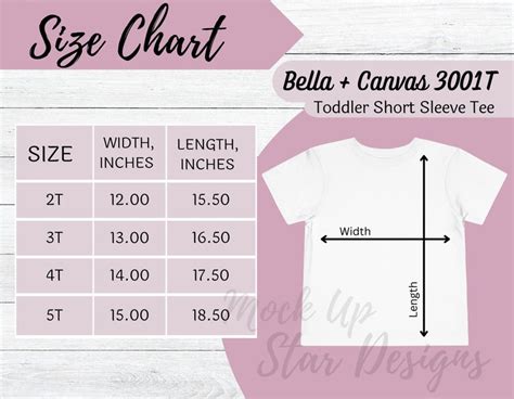 Bella Canvas 3001 Size Chart Collection Bella Canvas Size Chart Mockup