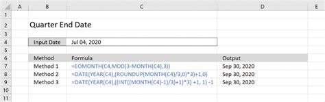 How To Get The Quarter End Date For Any Input Date Excelhappy