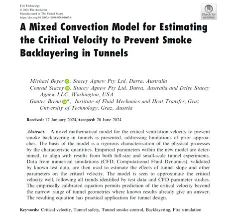 A Mixed Convection Model For Estimating The Critical Velocity To Prevent Smoke Backlayering In