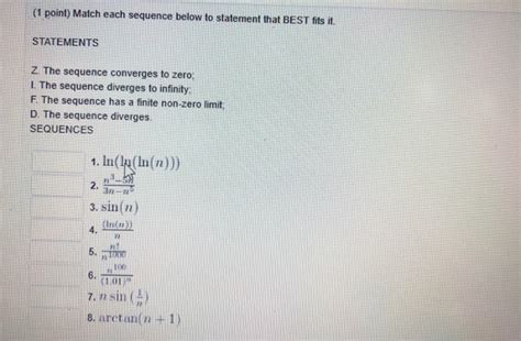 solved 1 point match each sequence below to statement that