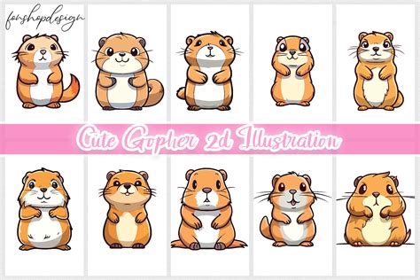 Cute Gopher 2d Illustration Graphic By Fonshopdesign · Creative Fabrica