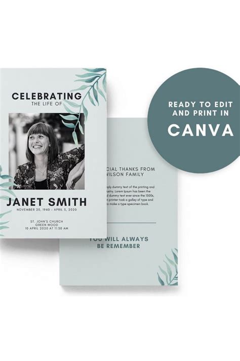 Canva Funeral Program Template A Professionally Designed Floral Template