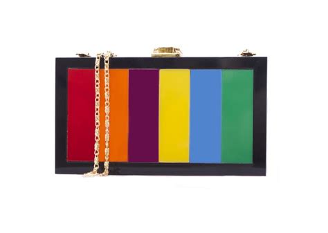 Plexiglass Clutch With Laser Cut Colorful And Neon Stripes Of Acrylic