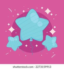 Blue Balloons Helium Floating Icon Stock Vector Royalty Free
