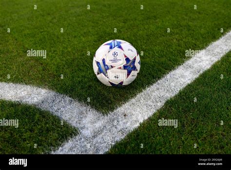 Adidas Uefa Champions League Pro Match Ball Logo On Turf Corner Flag