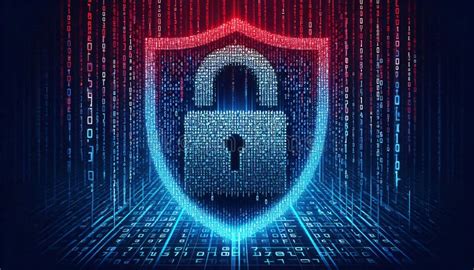 Padlock Shield With Binary Code In Blue Red Tones Concept Of Cyber Security Stock Illustration