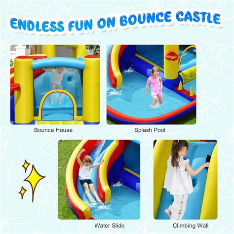 HONEY JOY Tobogán acuático inflable parque acuático inflable gigante 7